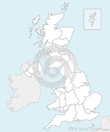 Vector Blank Map Of UK With Administrative Divisions, And Neighbouring ...