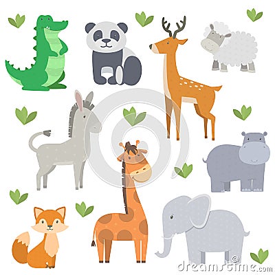 Vector Bundle With Cute And Simple Cartoon Animals | CartoonDealer.com ...