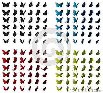 Collection Of Butterfly Icons,silhouettes,sides,positions,shape,design ...
