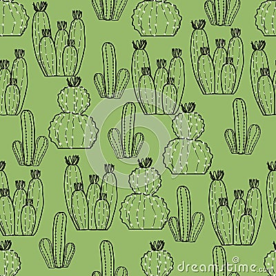 Vector Cactus Plants Texture Seamless Pattern | CartoonDealer.com ...