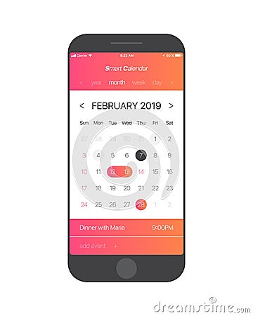 Vector Calendar App UI Concept | CartoonDealer.com #127207305