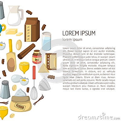 Vector Cartoon Baking Ingredients Background | CartoonDealer.com #111927412