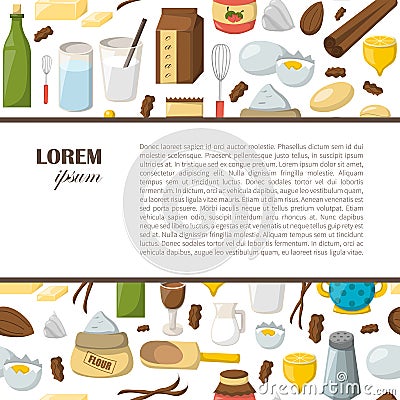 Vector Cartoon Baking Ingredients Background | CartoonDealer.com #128220199