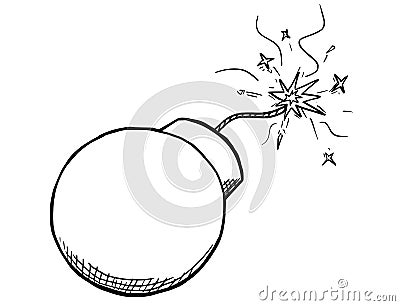 Vector Cartoon Of Bomb With Fuse Burning | CartoonDealer.com #94610092