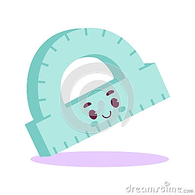 Vector Cartoon Cute Protractor School Kawaii Illustration ...