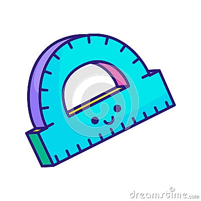 Vector Cartoon Cute Protractor School Kawaii Illustration ...
