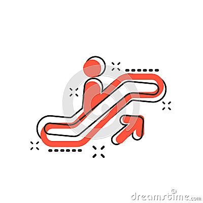 Vector Cartoon Escalator Elevator Icon In Comic Style. Escalator ...