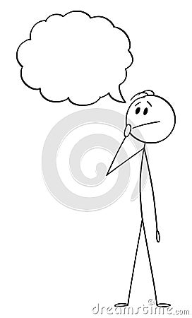Vector Cartoon Illustration Of Man Or Businessman Thinking About ...
