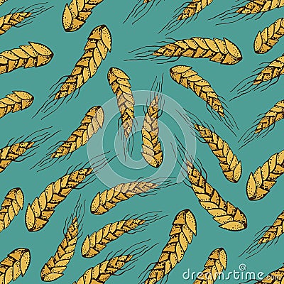 Vector Cartoon Seamless Pattern Of Wheat,barley Cereals, Grains ...