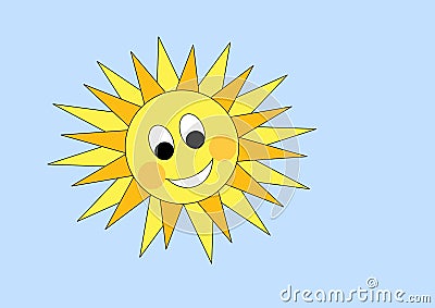 Vector Cartoon Sun On Blue Sky Stock Images - Image: 14332274