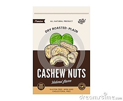 Vector Cashew Nuts Packaging Design Template | CartoonDealer.com #303583566