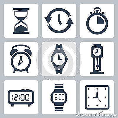 Vector Clocks Icons Set Royalty Free Stock Image - Image: 34982766