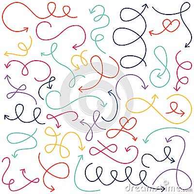 Vector Collection Of Doodled Squiggly Arrows Stock Vector - Image: 44234629