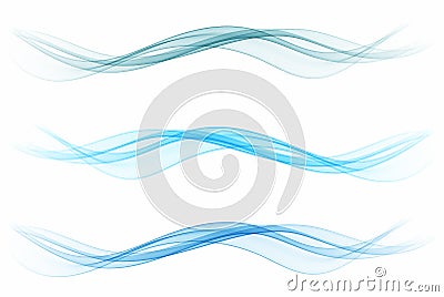 Vector Collection Of Soft Blue Waves. Abstract Smooth Soft Dividing ...
