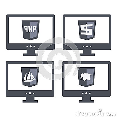 Vector Collection Of Web Development Shield Signs | CartoonDealer.com ...