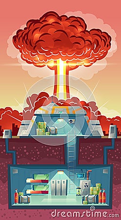 Vector Cross Section Of Nuclear Shelter, Explosion | CartoonDealer.com ...