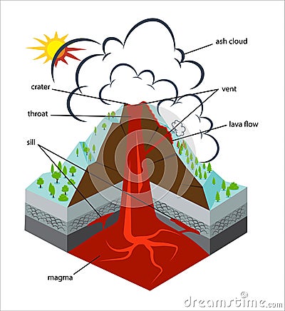 Vector Cross-section Through A Volcano. Stock Vector - Image: 78542741