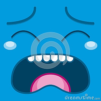 A Vector Cute Cartoon Blue Crying Face Stock Illustration - Image: 39105427