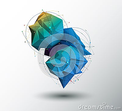 Vector 3D Illustration Geometric, Polygon With Molecule Structure ...