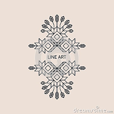 Set of Geometryc and Floral Linear Monogram Design. Line Art Elements ...