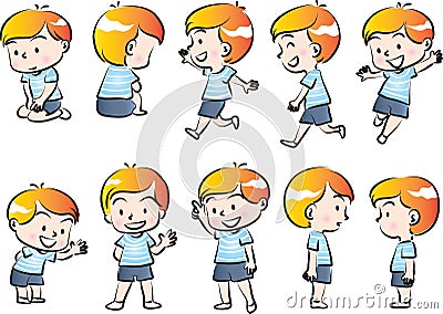 Vector Drawing Boy Action Set | CartoonDealer.com #77845692