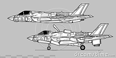 Lockheed Martin F-35B Lightning II. Vector Drawing Of Navy And Marines ...