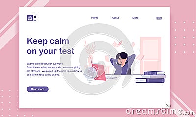 Vector First Screen Template For Educational Website With A Girl ...
