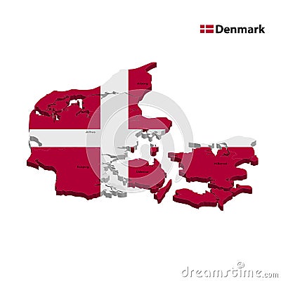Vector Flag Map Of Denmark, Map Of Denmark, Denmark Map | CartoonDealer ...