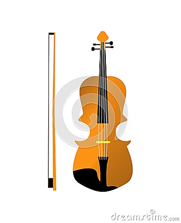 Vector Flat Illustration With Isolated Violin On White Blank Background ...