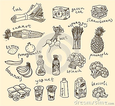 Vector Food Ingredients Royalty Free Stock Images - Image: 27093289
