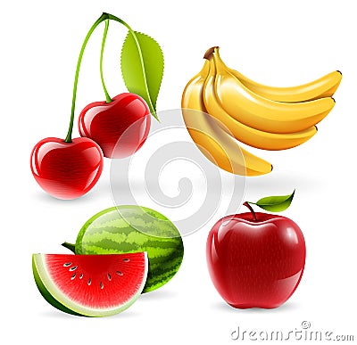 Gorgeous Shiny Fruit Icon Set Stock Vector - Illustration of berry ...