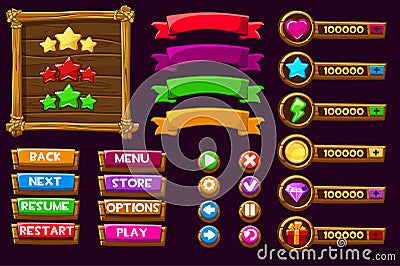 Vector Game Ui Kit. Complete Menu Of Graphical User Interface GUI To Build 2D Games. Can Be Used ...