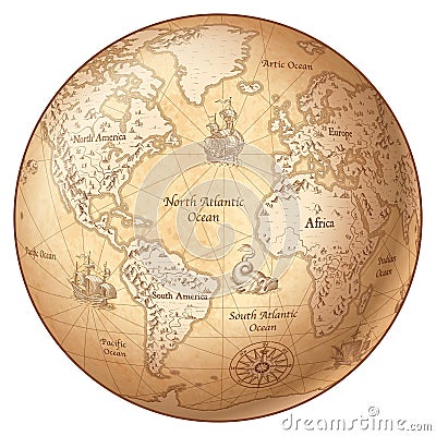 Vector Globe Vintage World Map | CartoonDealer.com #103852338