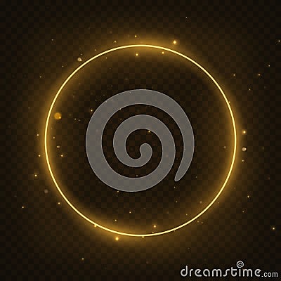 Vector Glowing Magic Circle Frame. Glowing Neon Fire Ring Wave. Glitter ...