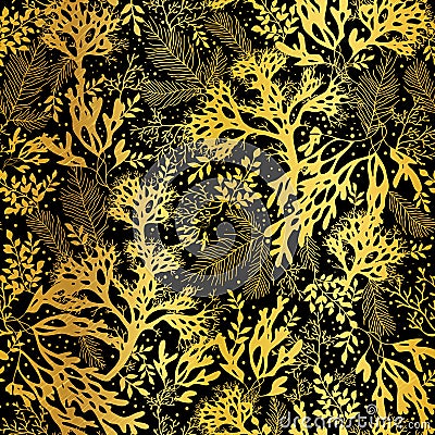 Vector Gold Black Seaweed Texture Seamless Pattern Background ...