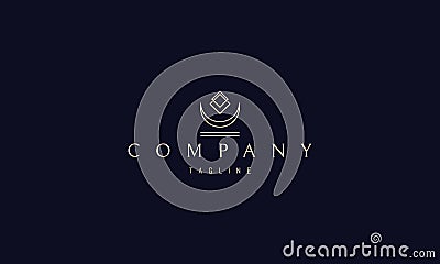 Vector Golden Logo On Which An Abstract Image Of An Inverted Moon And ...