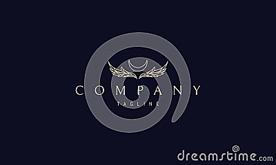 Vector Golden Logo On Which An Abstract Image Of Two Wings Over Which ...