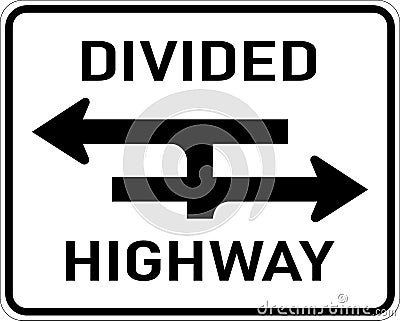 Vector Graphic Of A Usa Divided Highway Intersection MUTCD Highway Sign ...