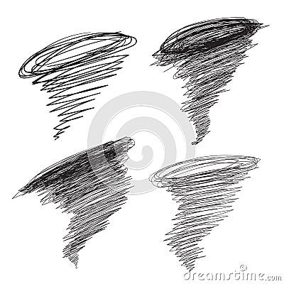 Vector Hand-drawn Hurricane Illustrations Set. Cyclone Tornado For ...
