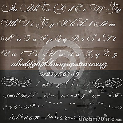 Vector Hand Made Script Font In Vintage Victorian Style | CartoonDealer ...