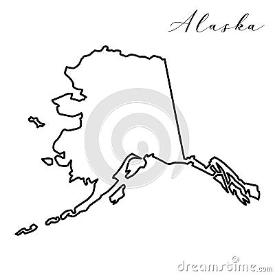 Alaska Line Map Cartoon Vector | CartoonDealer.com #210549617
