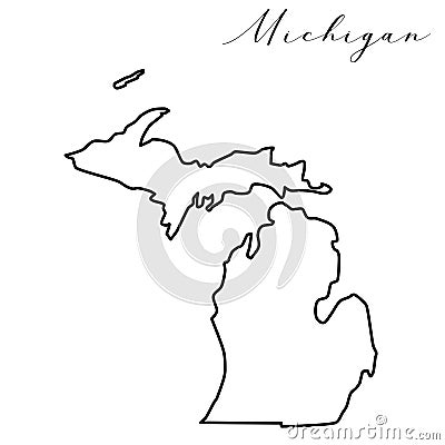 Michigan Line Map Cartoon Vector | CartoonDealer.com #210663255
