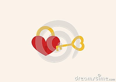Vector Love Card With Heart-shaped Key And Lock | CartoonDealer.com ...