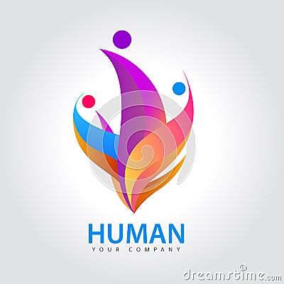 Vector Human Logo, Group Of People Colorful Icon, Teamwork, Business ...