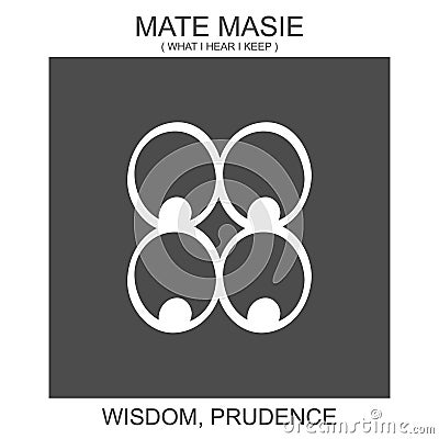 Icon With African Adinkra Symbol Mate Masie. Symbol Of Wisdom And Prudence Cartoon Vector ...