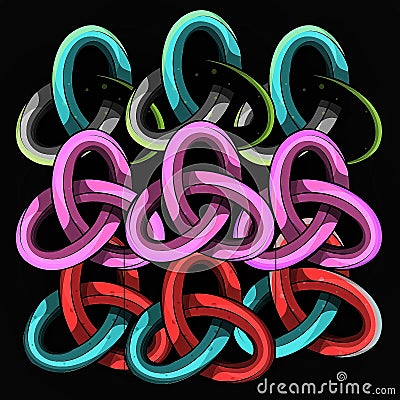 Vector Icon Of Chains That Bind Each Other On A Dark Black Background ...