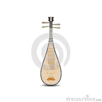 Vector Icon Of Chinese Pipa Isolated On White Background ...