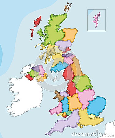 Vector Illustrated Blank Map Of UK With Administrative Divisions, And ...