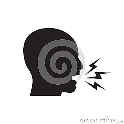 Vector Illustration Of Black Silhouette Of Screaming Head ...