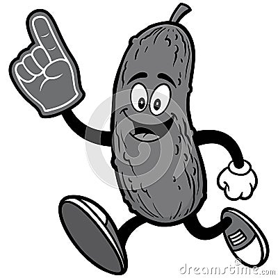 Pickle Running With Foam Finger Illustration | CartoonDealer.com #101036086